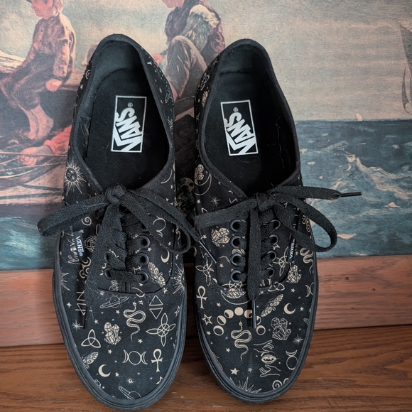 Vans | Shoes | Vans Black Gold Witchy Gothic Symbols | Poshmark